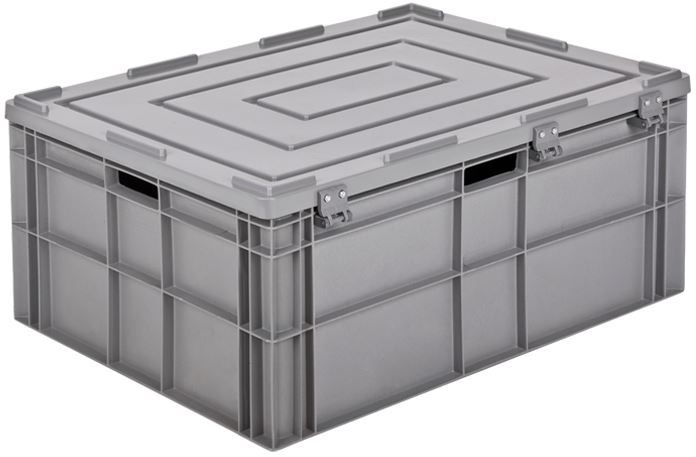 80x60x34 Industrial Plastic Crate with Hinged Lid | 800x600 Industrial ...